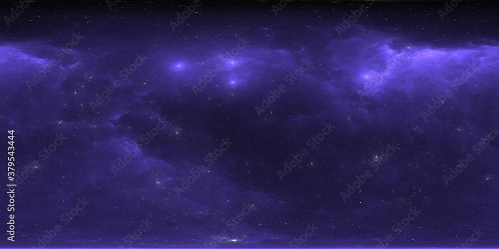 360 degree space background with nebula and stars, equirectangular ...