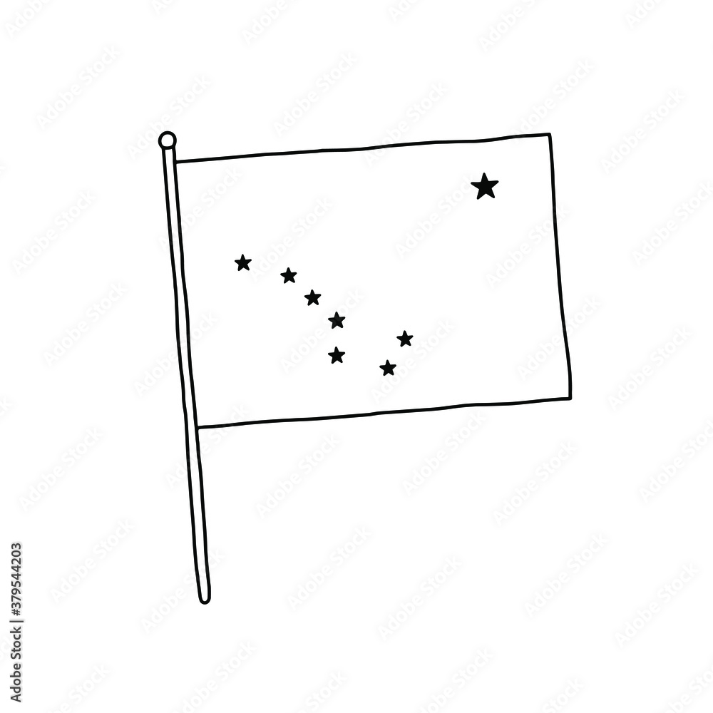 alaska outline with flag