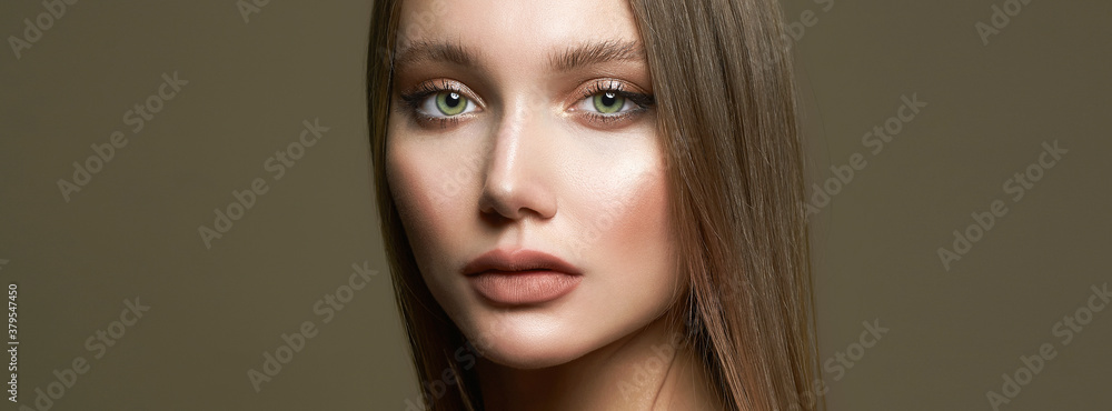 Beautiful woman face with perfect eyebrows and eyelashes Stock Photo ...