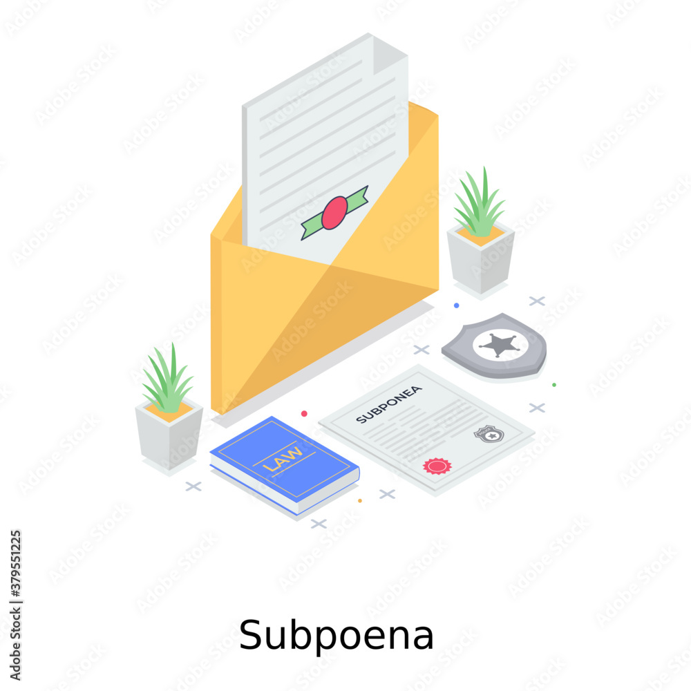 Subpoena illustration design, isometric illustration of warrant Stock ...