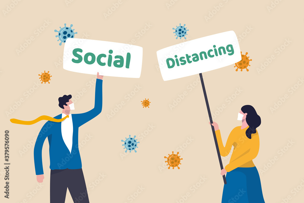 Social distancing sign in Coronavirus COVID-19 outbreak to keep ...