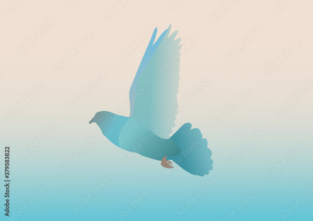 Painting of a flying pigeon. Beautiful pigeon painting illustrations ...