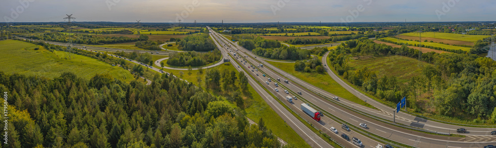 Traffic congestion on the highway in Germany. Cars are stuck in a ...
