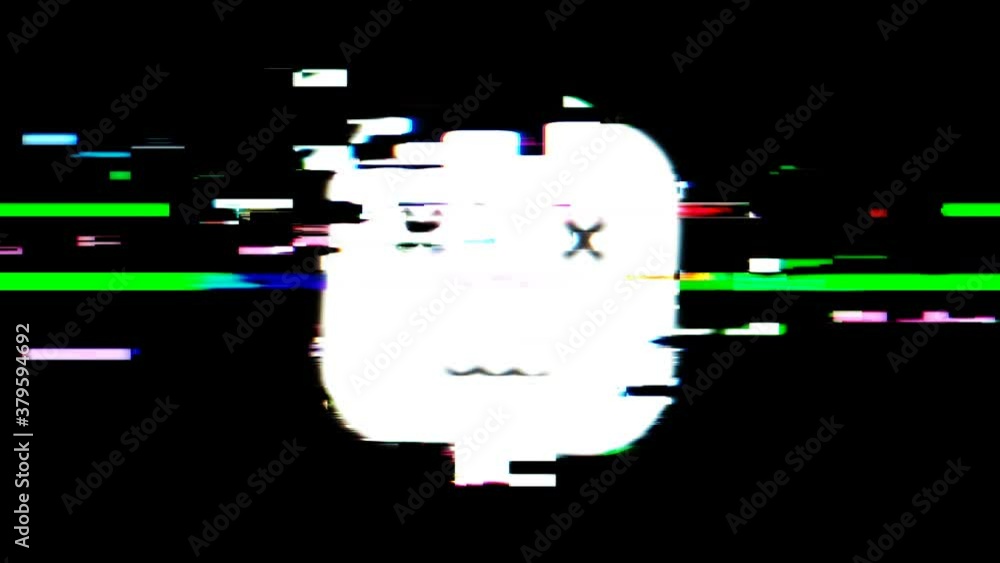 Cartoon glitch smile Face emoticon sign Geometric art Glitch effect ...