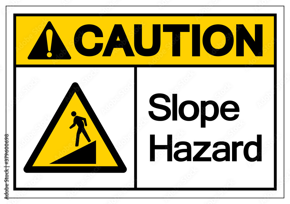 Caution Slope Hazard Symbol Sign,Vector Illustration, Isolate On White ...