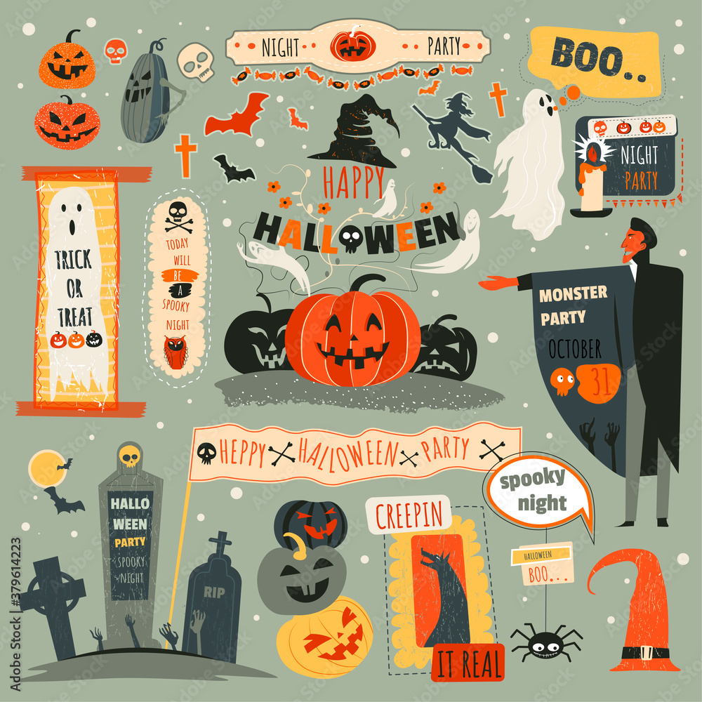 Halloween night party, trick or treat october 31 vector Stock Vector ...
