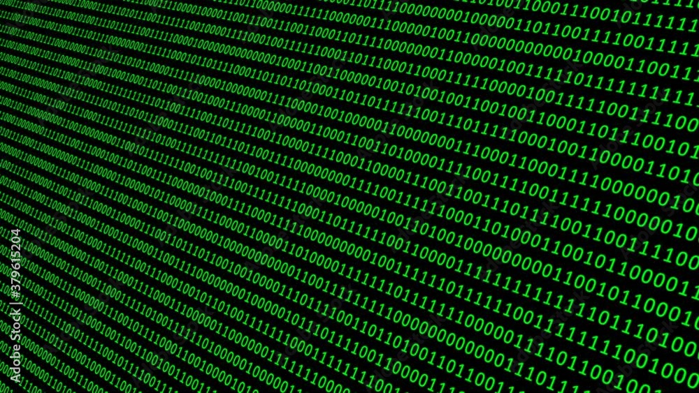 Binary Code Matrix Background With Digits Moving On Screen Algorithm Binary Data Code