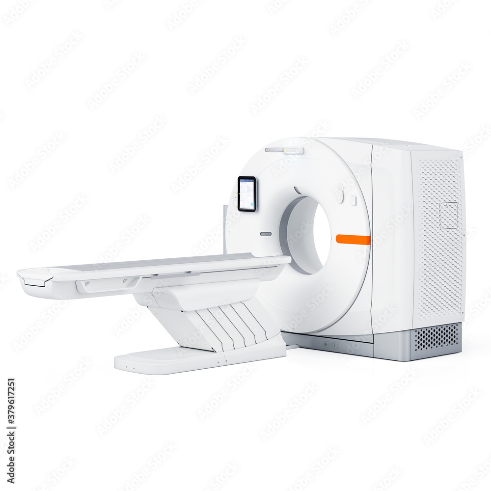 CT Scan Isolated on White. Magnetic Resonance Imaging Machine. Side ...