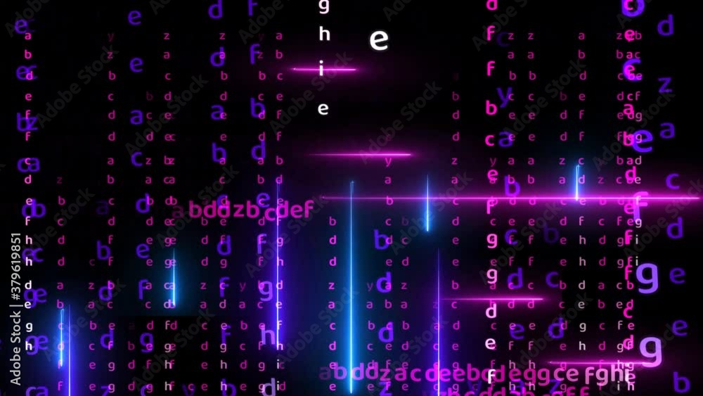 Matrix rainbow alphabet vertical and horizental with magenta blue and ...