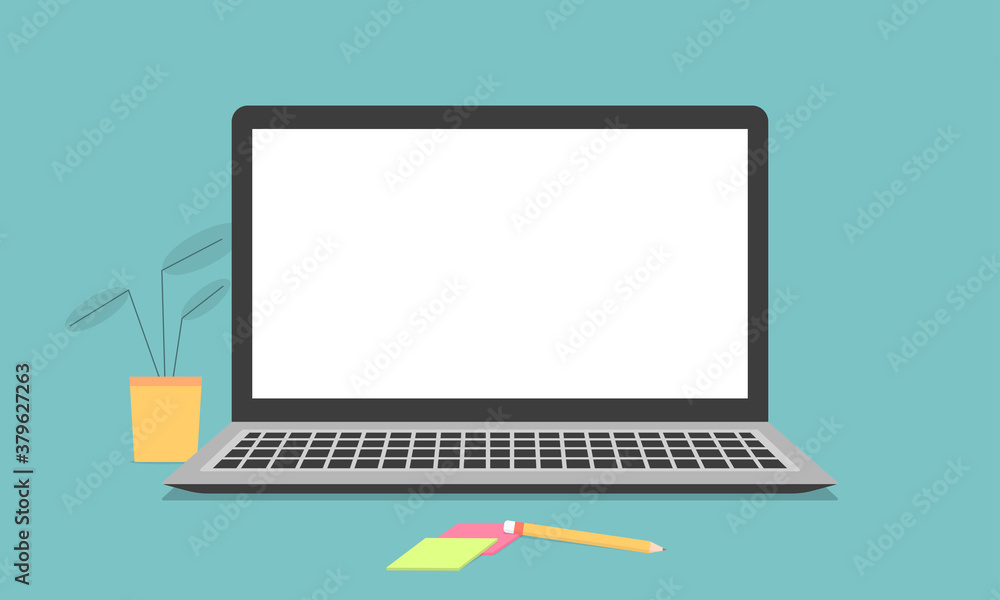 Laptop computer vector realistic illustration isolated on white ...