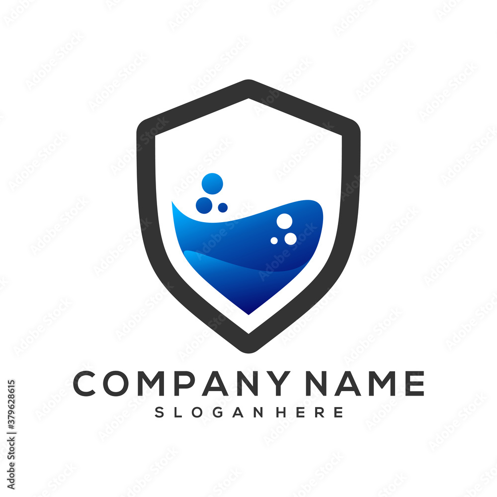 shield with water vector logo template Stock Vector | Adobe Stock