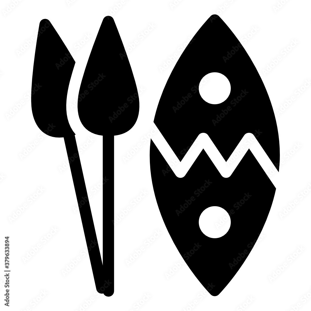 African traditional weapon icon, solid style shield zulu icon Stock ...