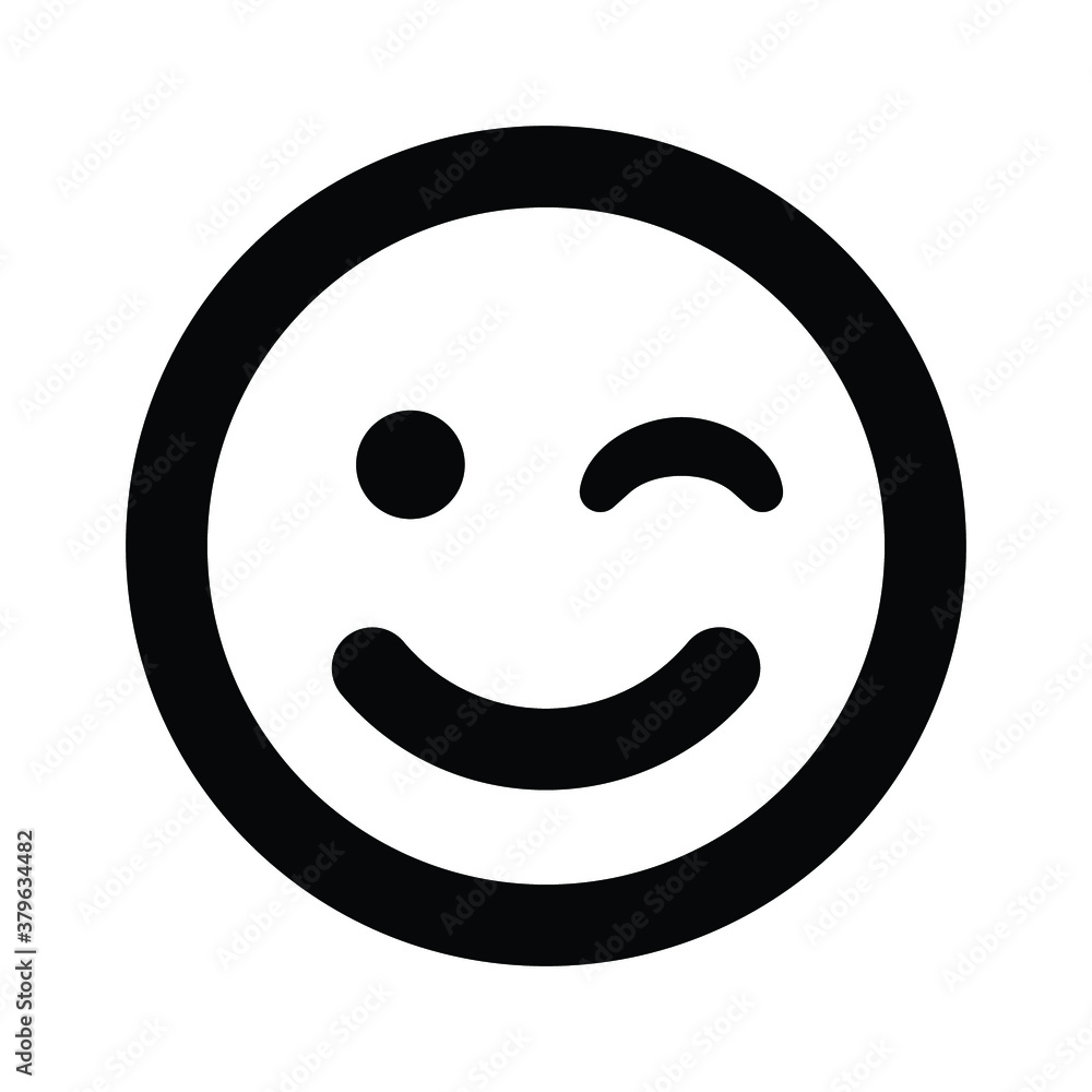 Emoticon Wink Smiley Emoji icon Stock Vector | Adobe Stock