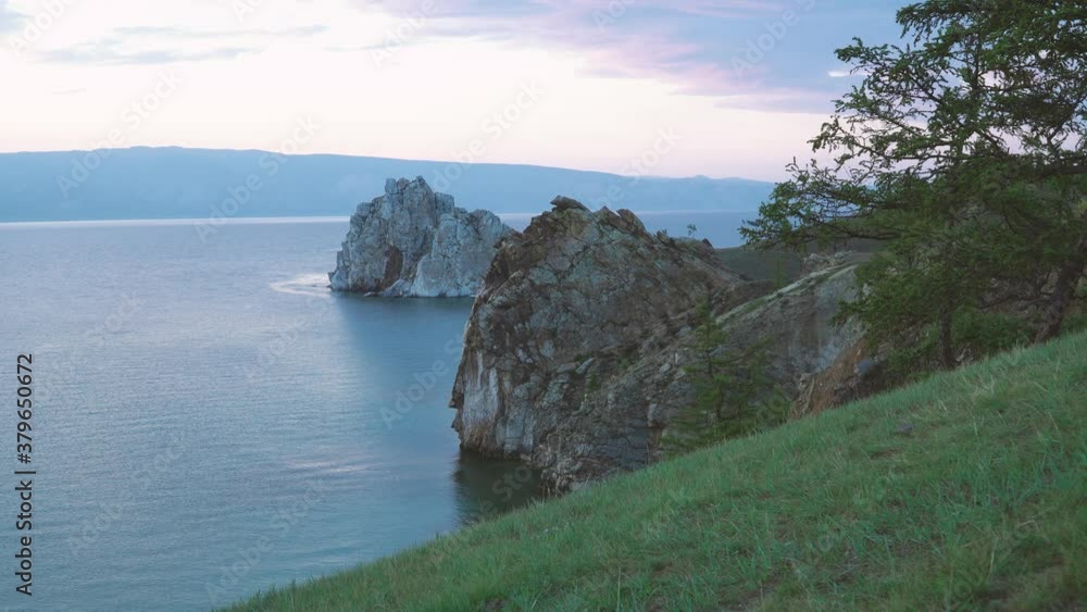 Vidéo Stock Shamanka Rock on Olkhon. one of the nine Holy places of ...