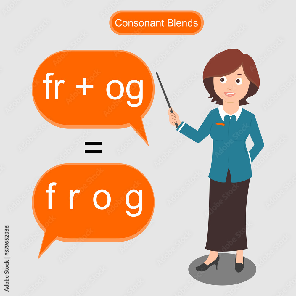 consonant blends worksheet education preschool frog Stock Vector ...