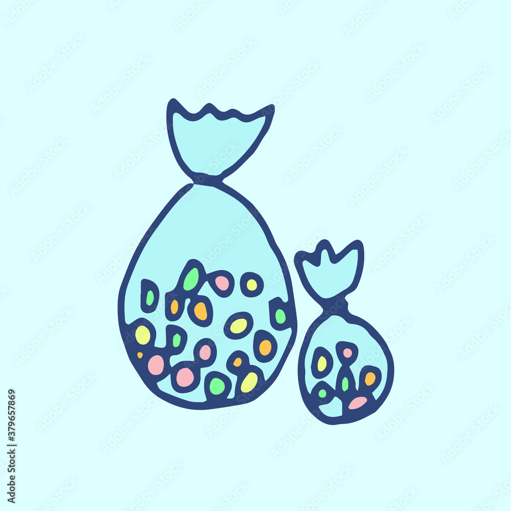 vector illustration of sweet bag isolated on blue background. sweet ...