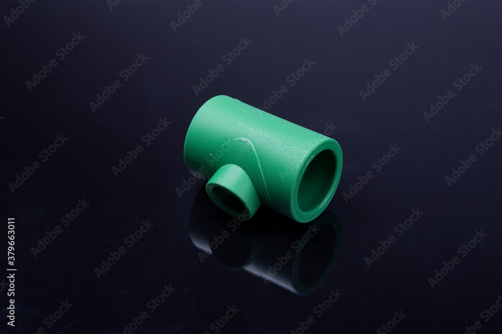 Plastic T-tube fittings on Black background, PVC Pipe connections, PVC ...