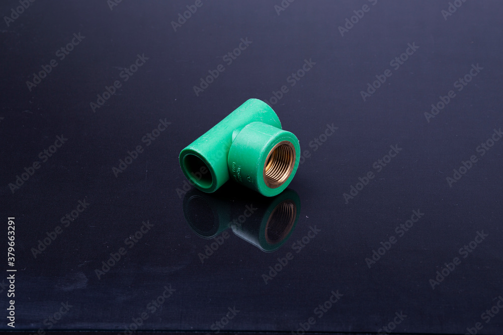 Plastic T-tube fittings on Black background, PVC Pipe connections, PVC ...