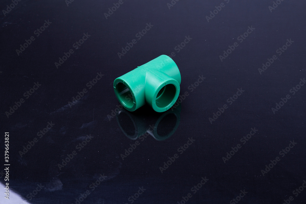 Plastic T-tube fittings on Black background, PVC Pipe connections, PVC ...