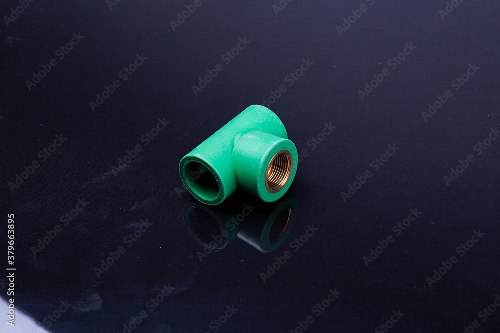 Plastic T-tube fittings on Black background, PVC Pipe connections, PVC ...