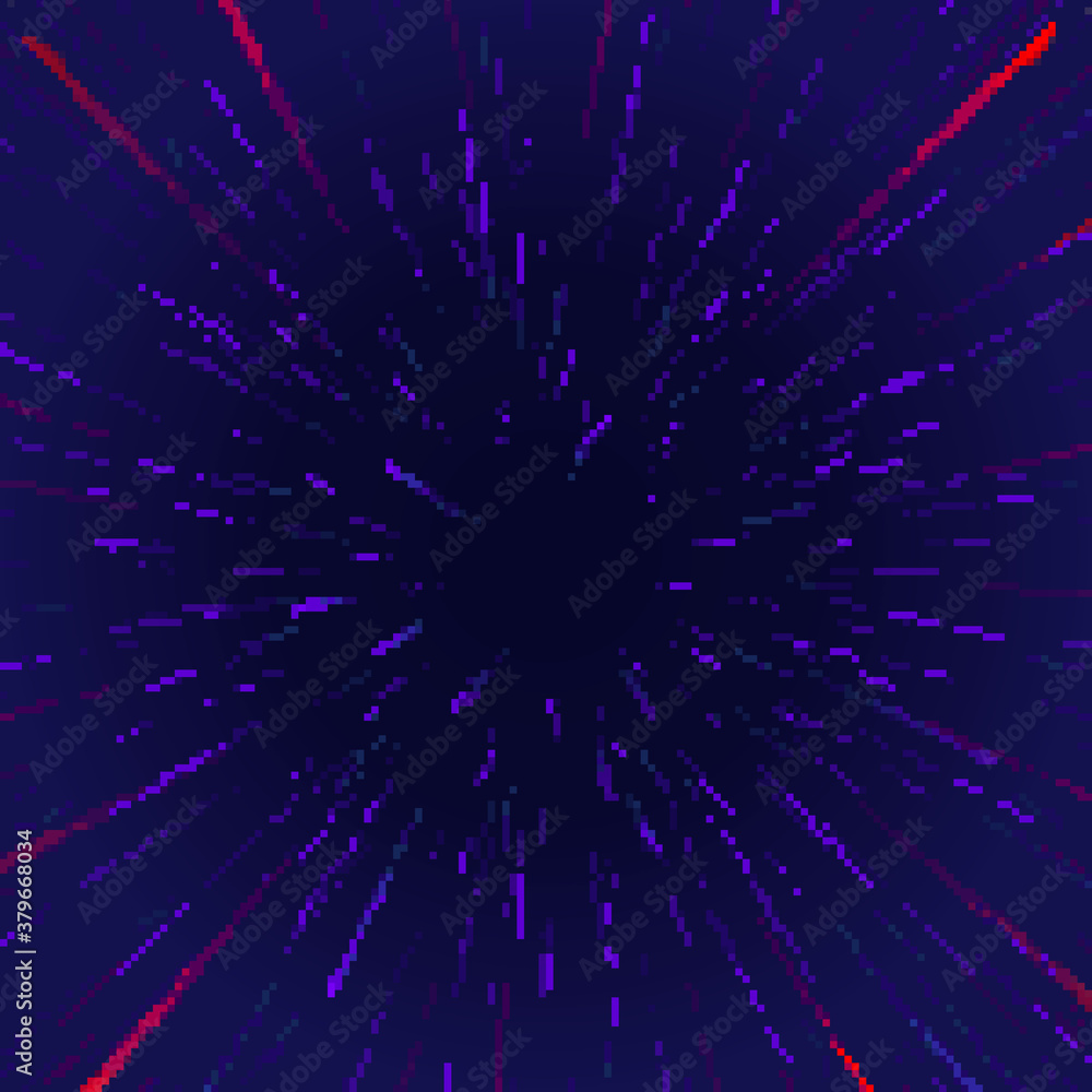 Pixel cosmic background. Pixel art hyper jump, speed of light ...