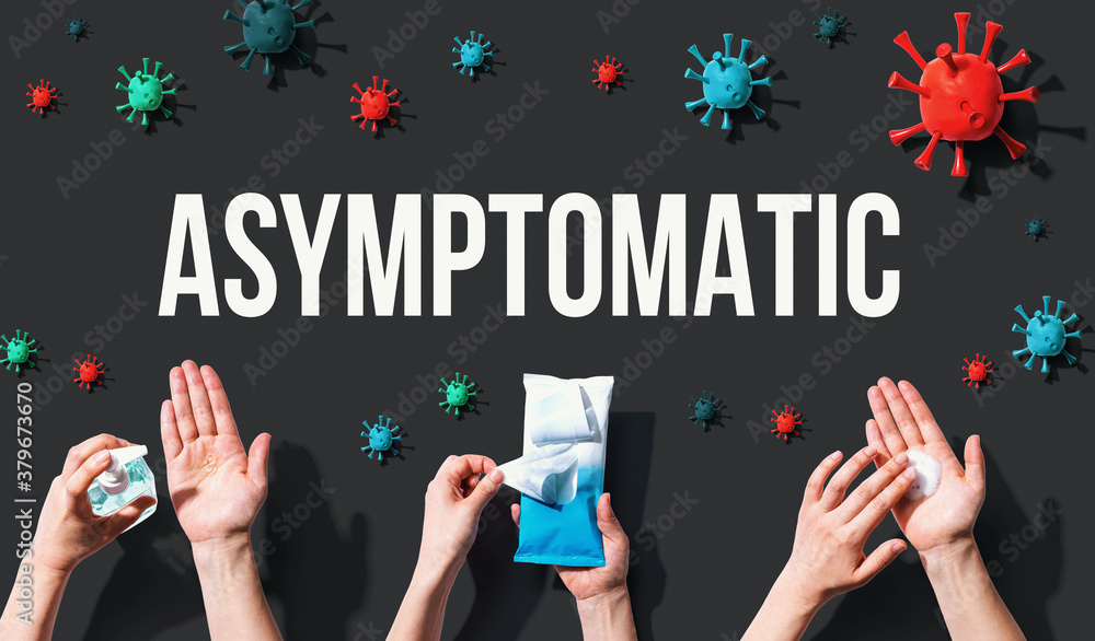 Asymptomatic theme with hygiene and viral objects foto de Stock | Adobe ...