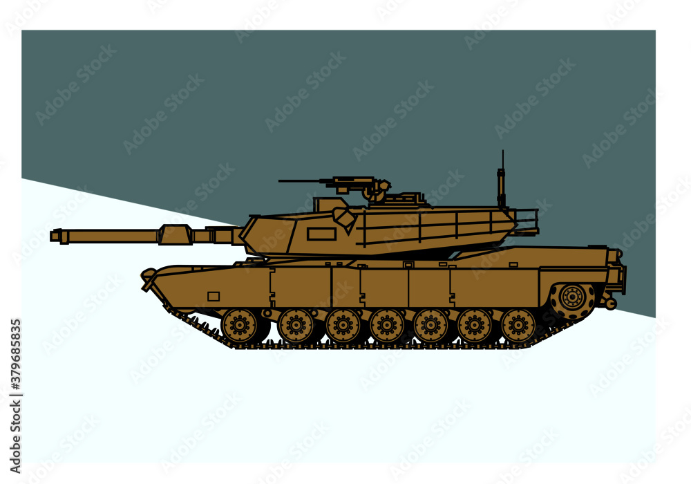 M1 Abrams. Fighting machine. Modern main battle tank. Vector image for ...