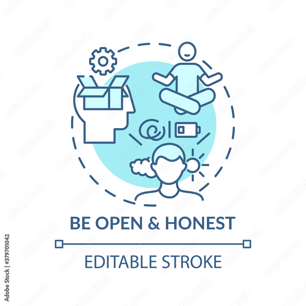 Be open and honest concept icon. Self-worth sense idea thin line ...