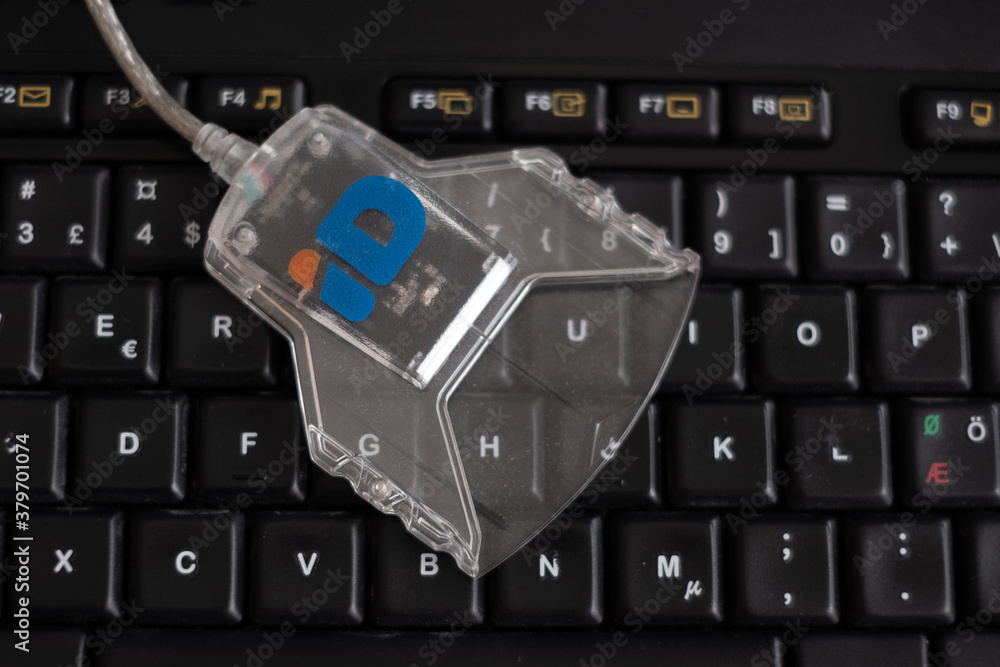 Personal id identity authentication card reader on a keyboard. Digital ...