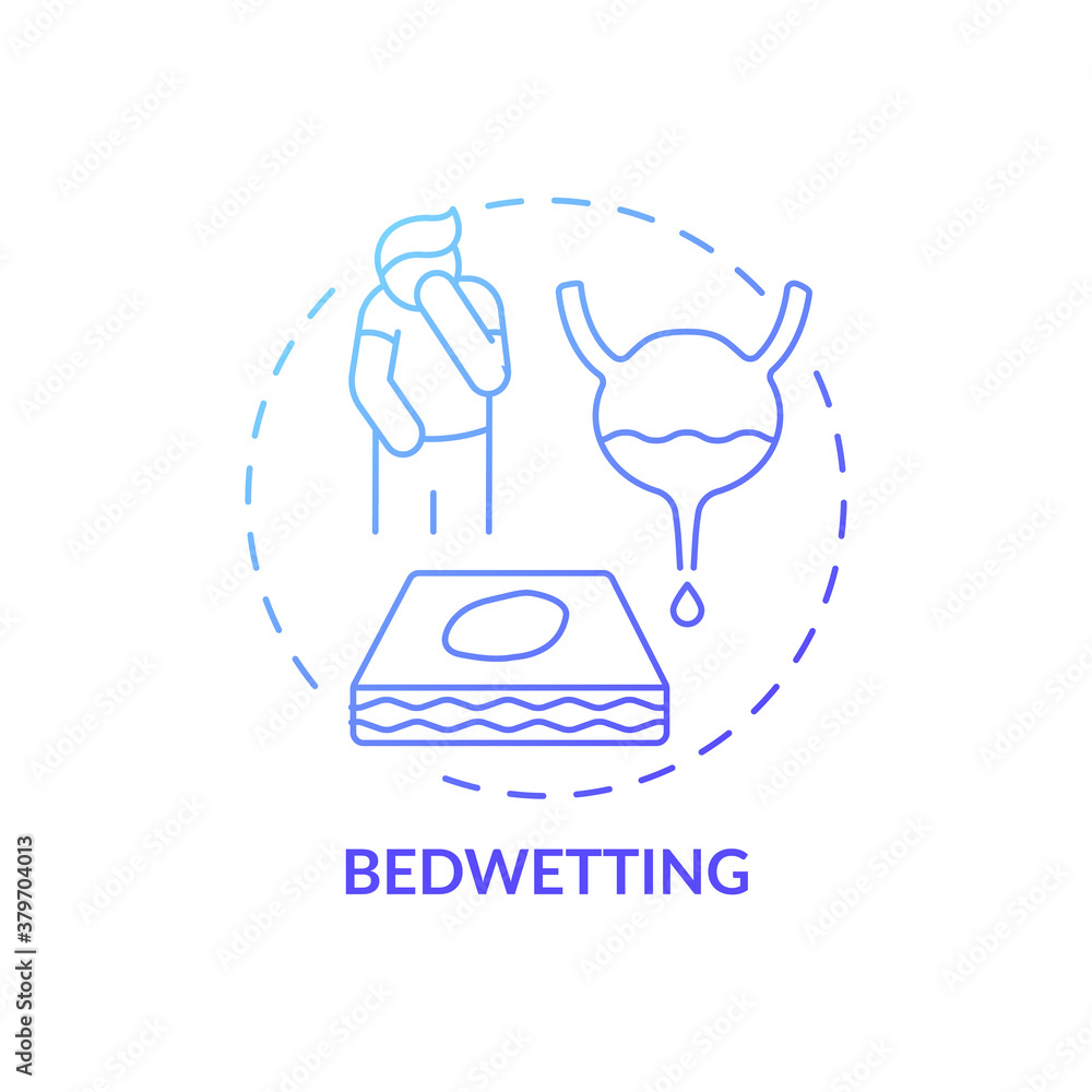 Bedwetting blue gradient concept icon. Trouble with bladder control in ...
