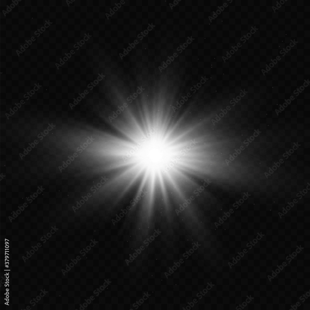 Explosion sun. Star shining. Glow light effect. Vector illustration ...