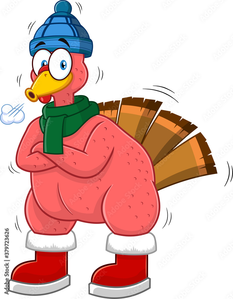 Cold Turkey Bird Cartoon Character. Vector Illustration Isolated On ...