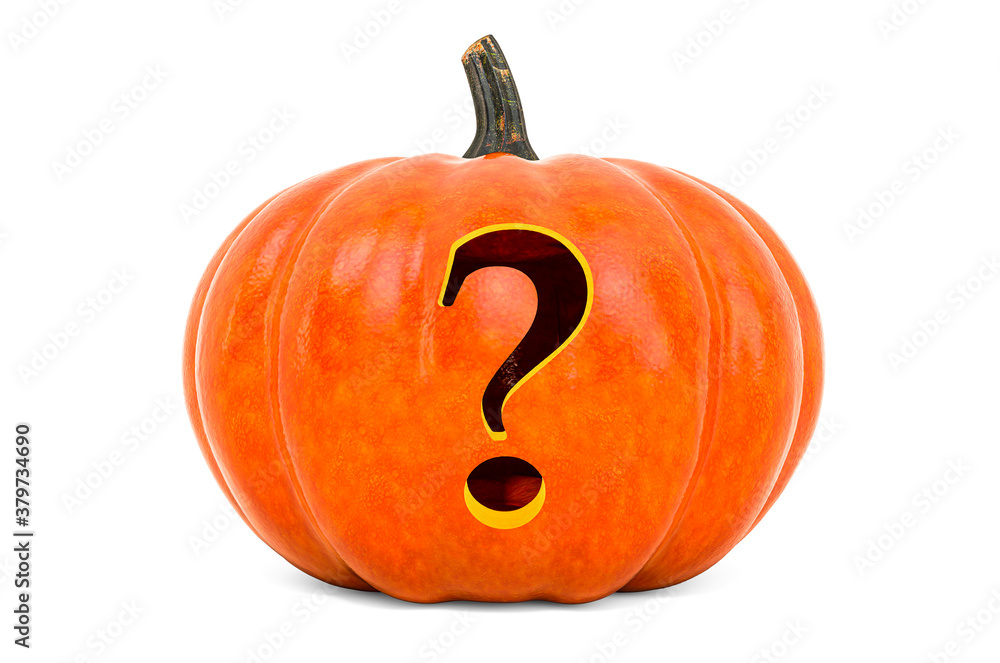 Question Mark Halloween Font. Pumpkin with carved question, 3D ...