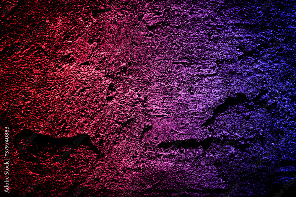 Neon light on cement walls plastered surface background and texture ...