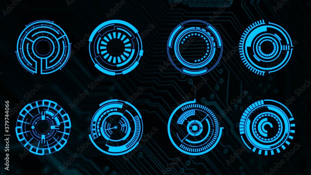 Futuristic HUD Circles Video Overlay Stock Template | Adobe Stock