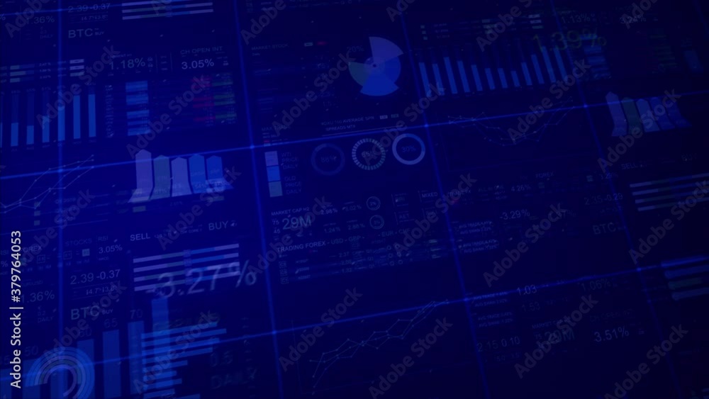 Financial template with generic data and charts. Animation showing pie ...