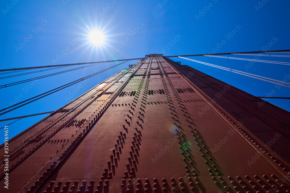 San Francisco Golden Gate Bridge Steel beam, steel cables, and metal ...