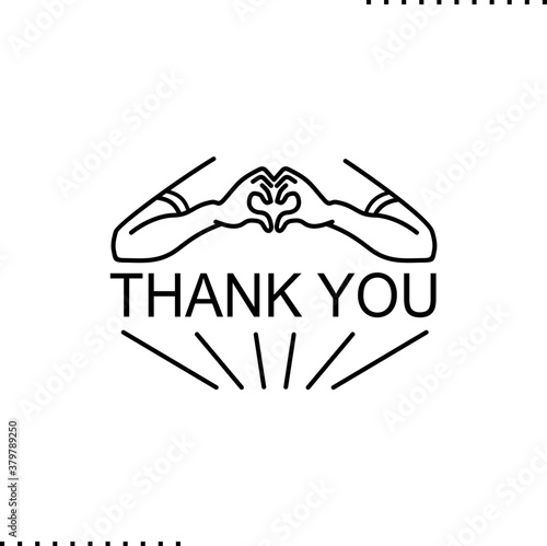 Thank you vector icon in outline Stock Vector | Adobe Stock
