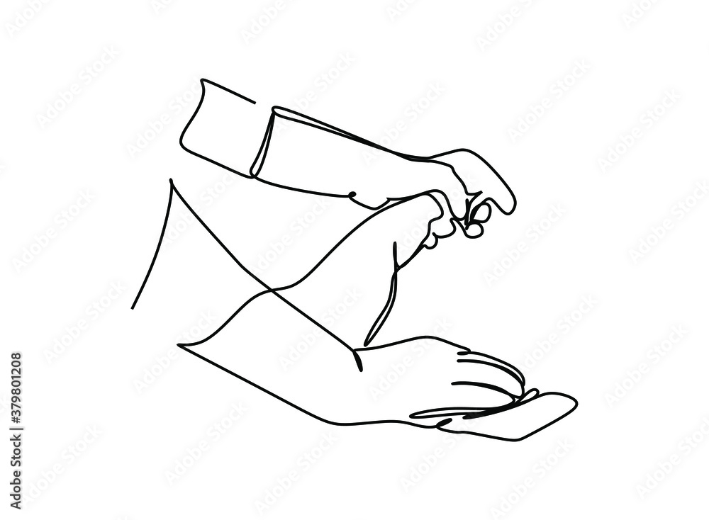 Continuous one line drawing show hands cleaning desk using rag duster ...