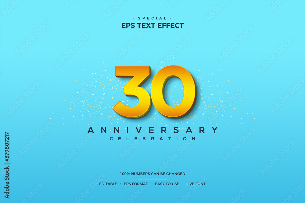 Text effect with numbers on its 30th anniversary with 3d numbers on a ...