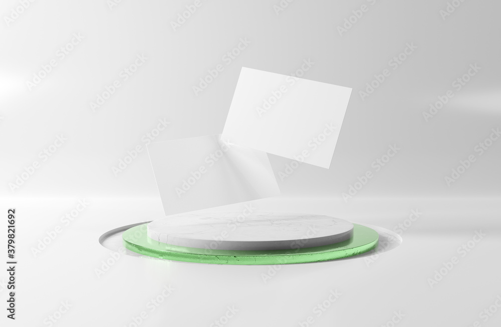 Floating business cards on stage podium Mockup. Template of ...