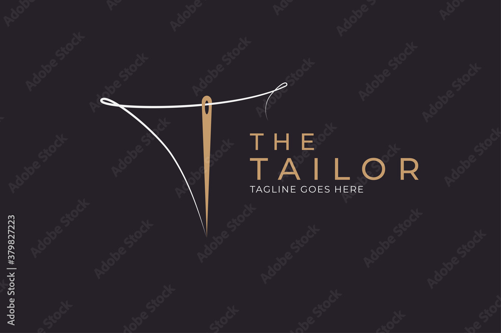 Abstract initial T for Tailor logo,letter T from thread and needle ...