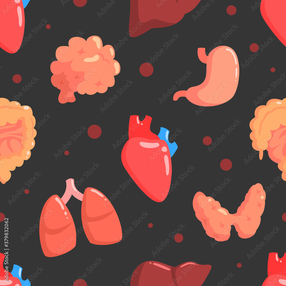 Human Organs Seamless Pattern, Medical Science Innovation ...