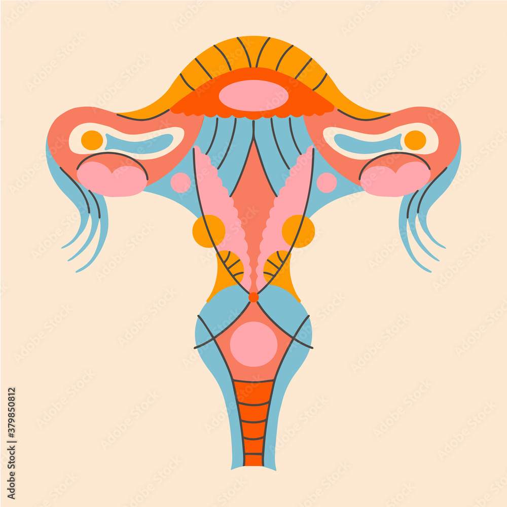 Female reproductive system geometric illustration. Handmade vector ...