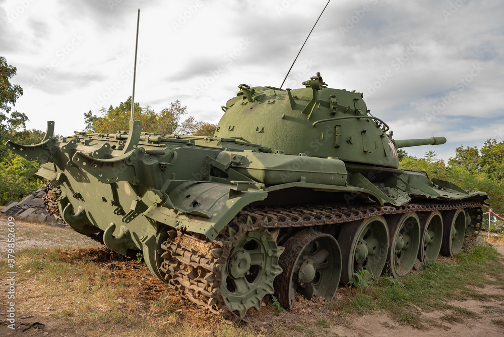 Old russian tank at the Military memorial park in Pakozd, Hungary Stock ...