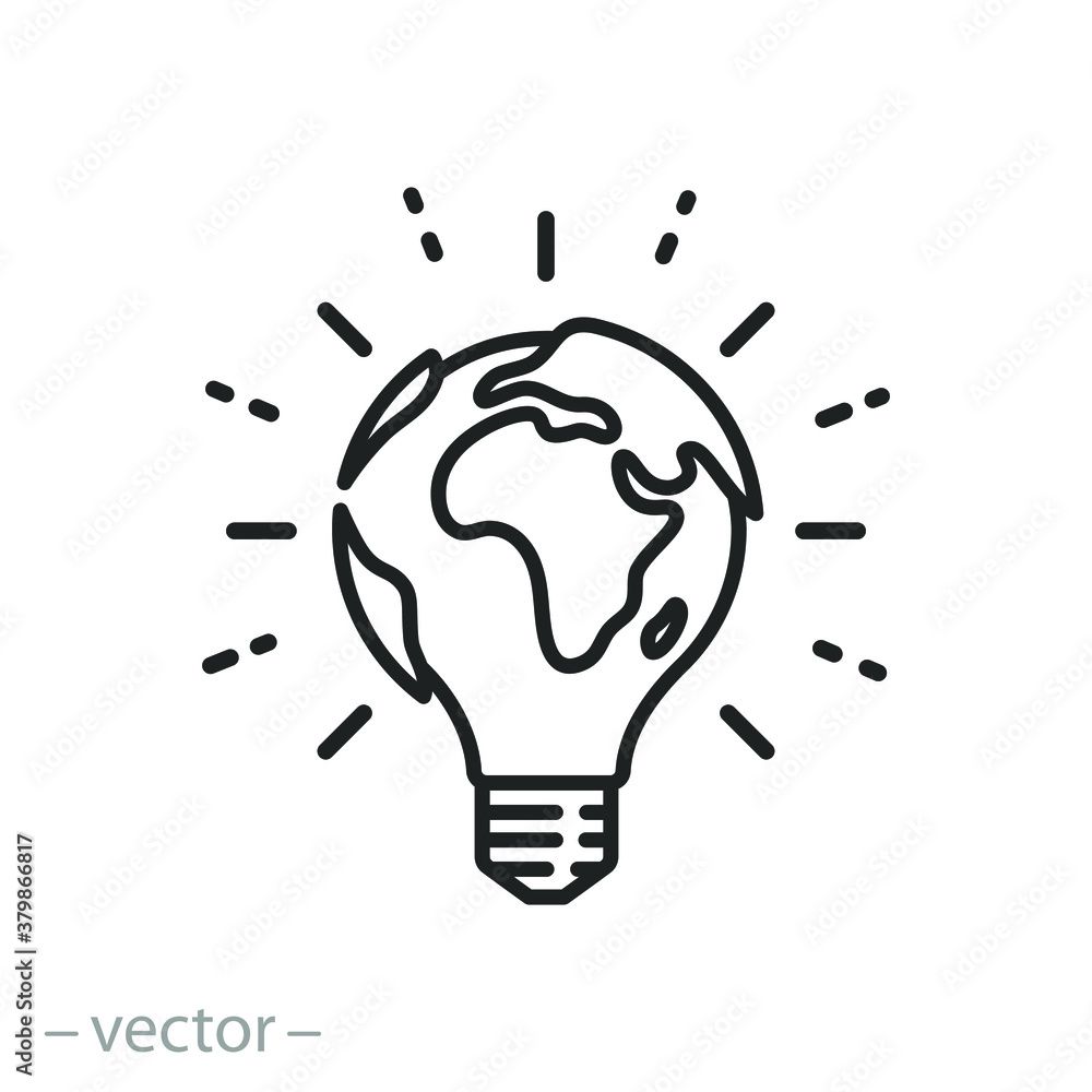 lightbulb globe concept icon, world eco innovation creative idea, green ...