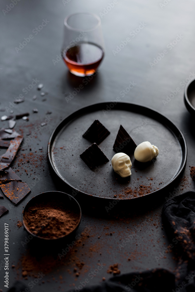 Chocolate desserts with alcoholic drink Stock Photo | Adobe Stock
