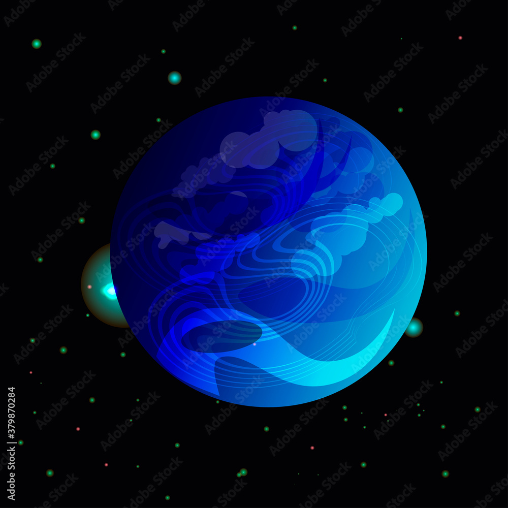 Vector illustration with planet Neptune in outer space. Space ...