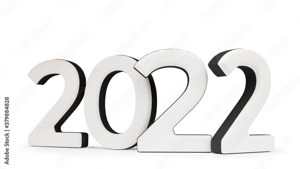 2022 bold letters symbol isolated on white 3d-illustration Stock ...