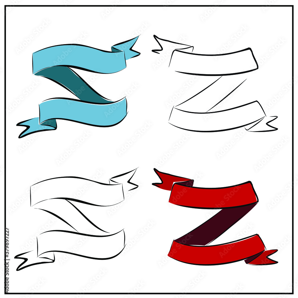 Elements from of a set of ribbons for inscriptions. Stars. Cloud for ...